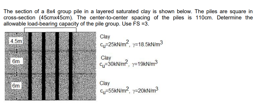 Solved The section of a 8×4 group pile in a layered | Chegg.com