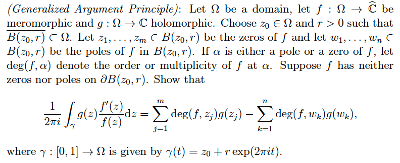 Solved (Generalized Argument Principle): Let 12 be a domain, | Chegg.com