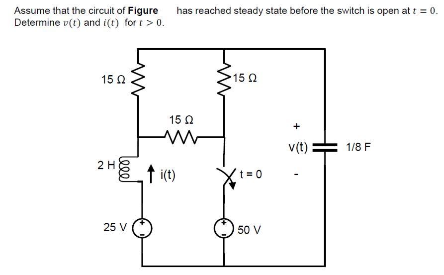 Solved has reached steady state before the switch is open at | Chegg.com