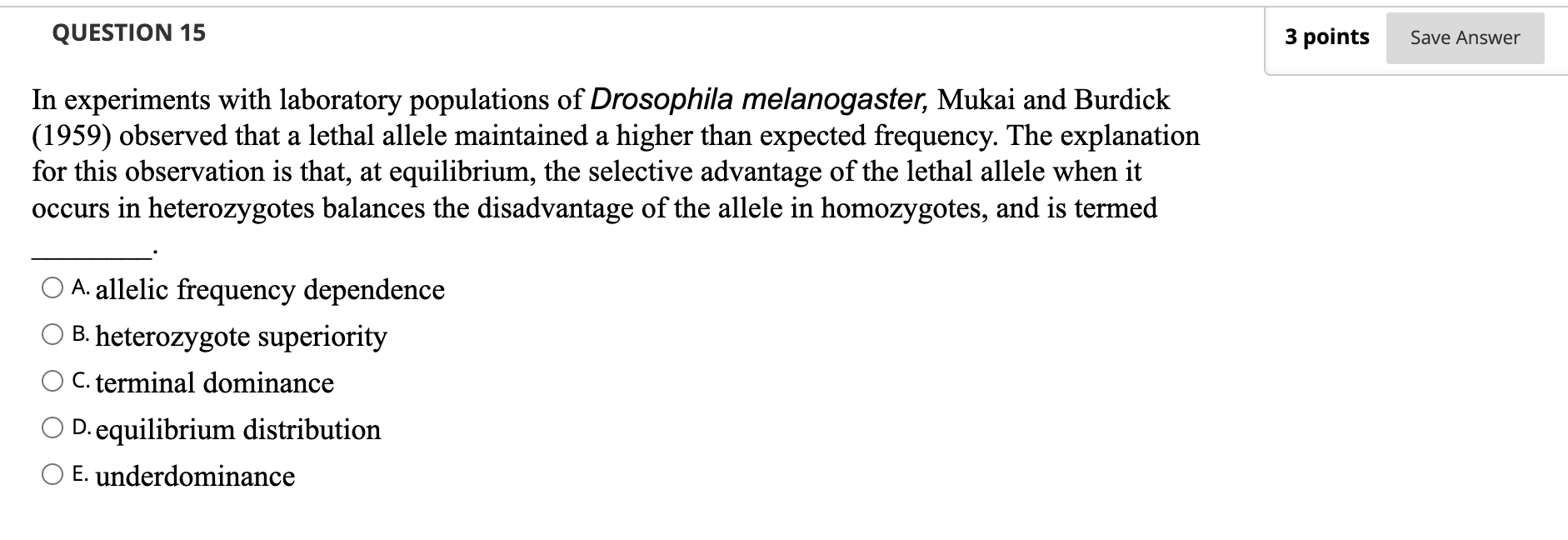 Solved QUESTION 15 3 points Save Answer a In experiments | Chegg.com