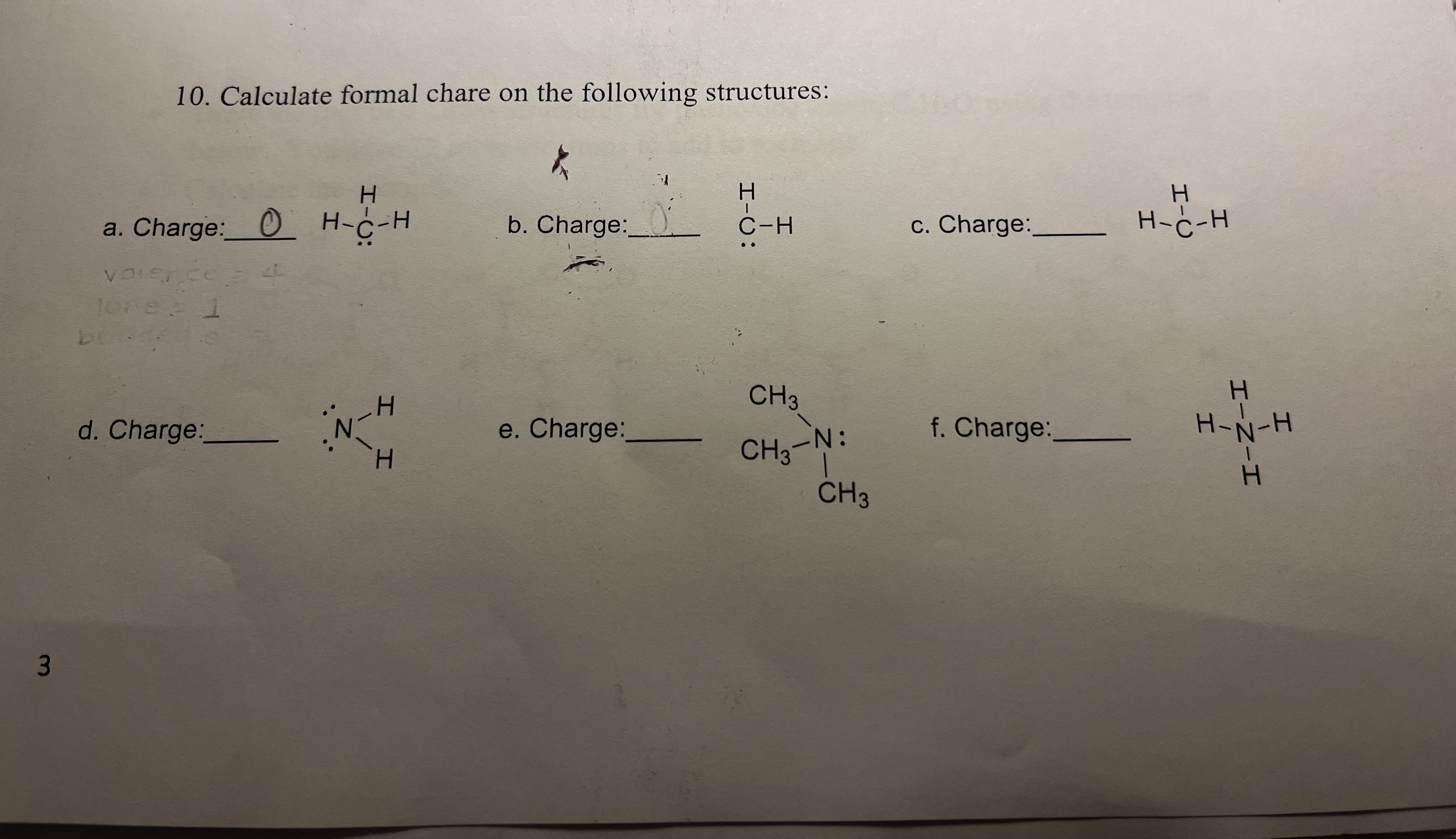 Solved 10. Calculate formal chare on the following | Chegg.com