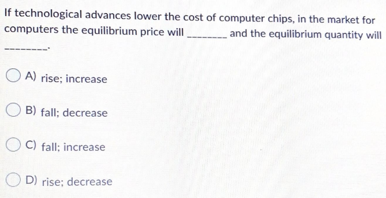 Solved If technological advances lower the cost of computer | Chegg.com