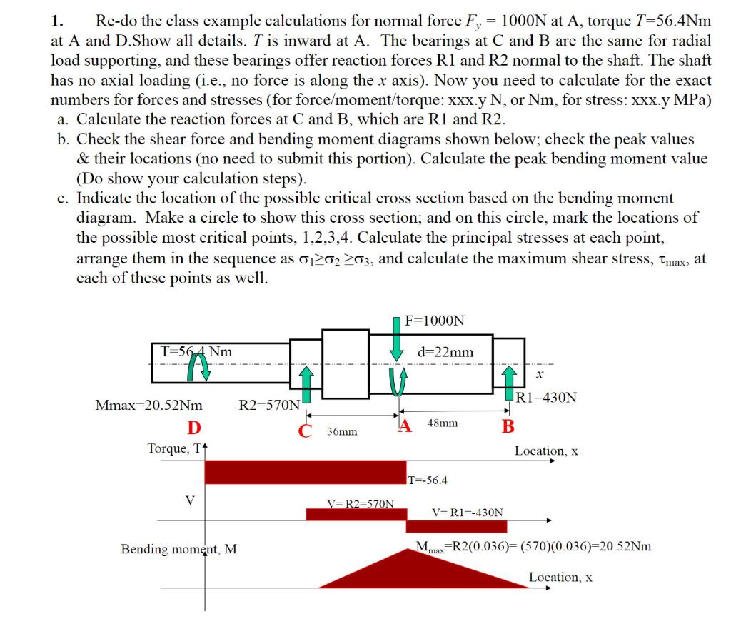 Solved 1. Re-do the class example calculations for normal | Chegg.com