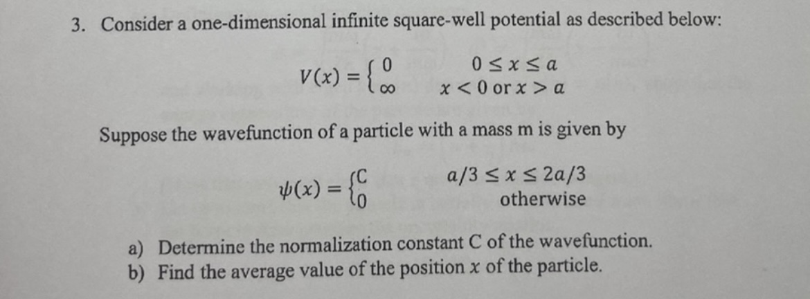 Solved Consider a one-dimensional infinite square-well | Chegg.com