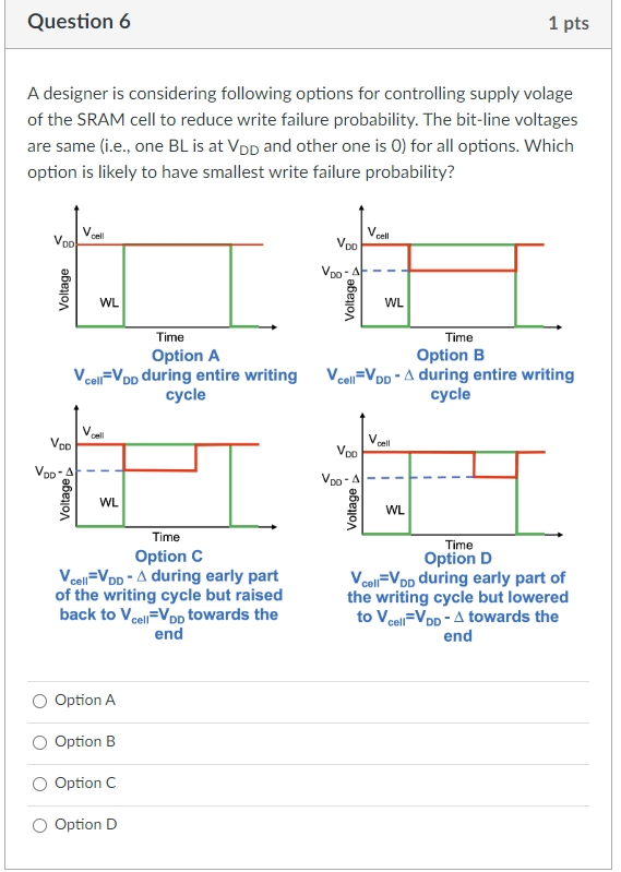 Solved Question 6A designer is considering following options | Chegg.com