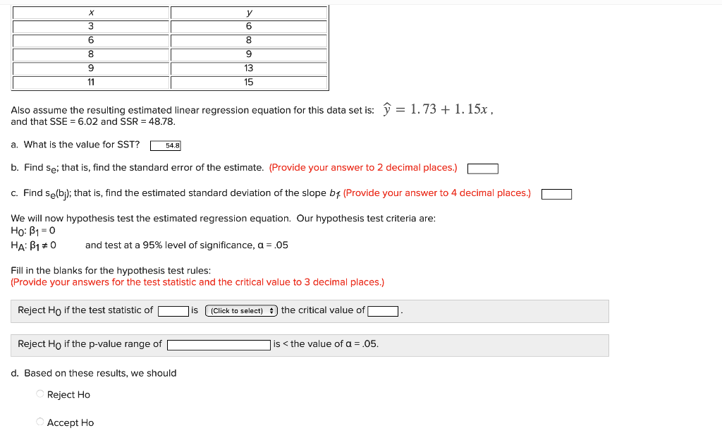 Solved X 3 6 у 6 8 9 13 8 9 11 15 Also assume the resulting | Chegg.com