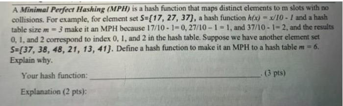 Solved A Minimal Perfect Hashing Mph Is A Hash Function