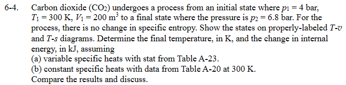 Solved 6-4. Carbon dioxide (CO2) undergoes a process from an | Chegg.com