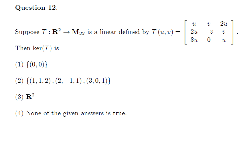 Solved Suppose T:R2→M33 is a linear defined by | Chegg.com