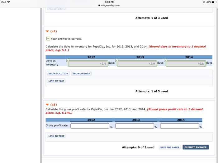 Solved iPad令 8:39 PM @ 47%. Exercise 6-10 (Part Level | Chegg.com