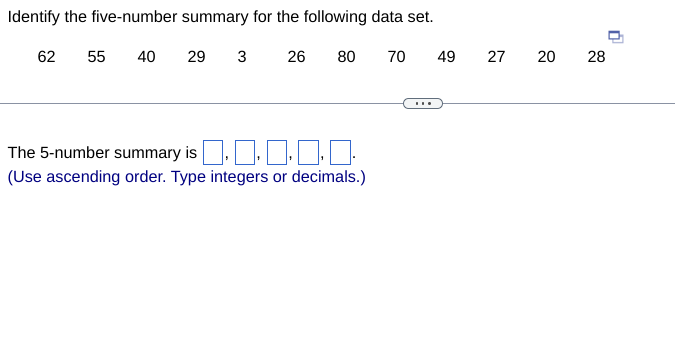 Solved Identify the five-number summary for the following | Chegg.com