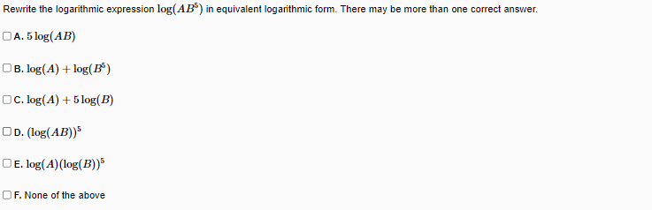Solved Rewrite the logarithmic expression log(ABS) in | Chegg.com