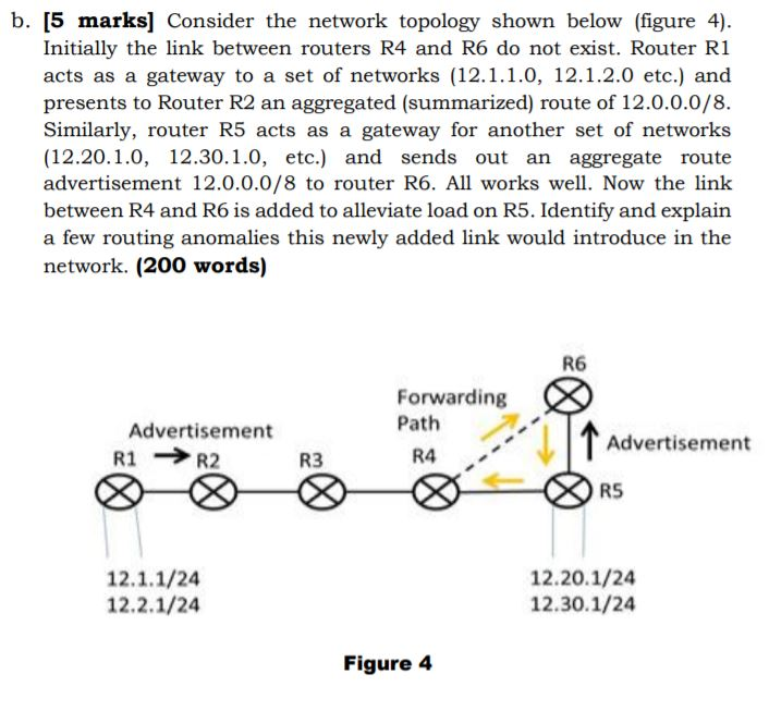 b. [5 marks] Consider the network topology shown | Chegg.com