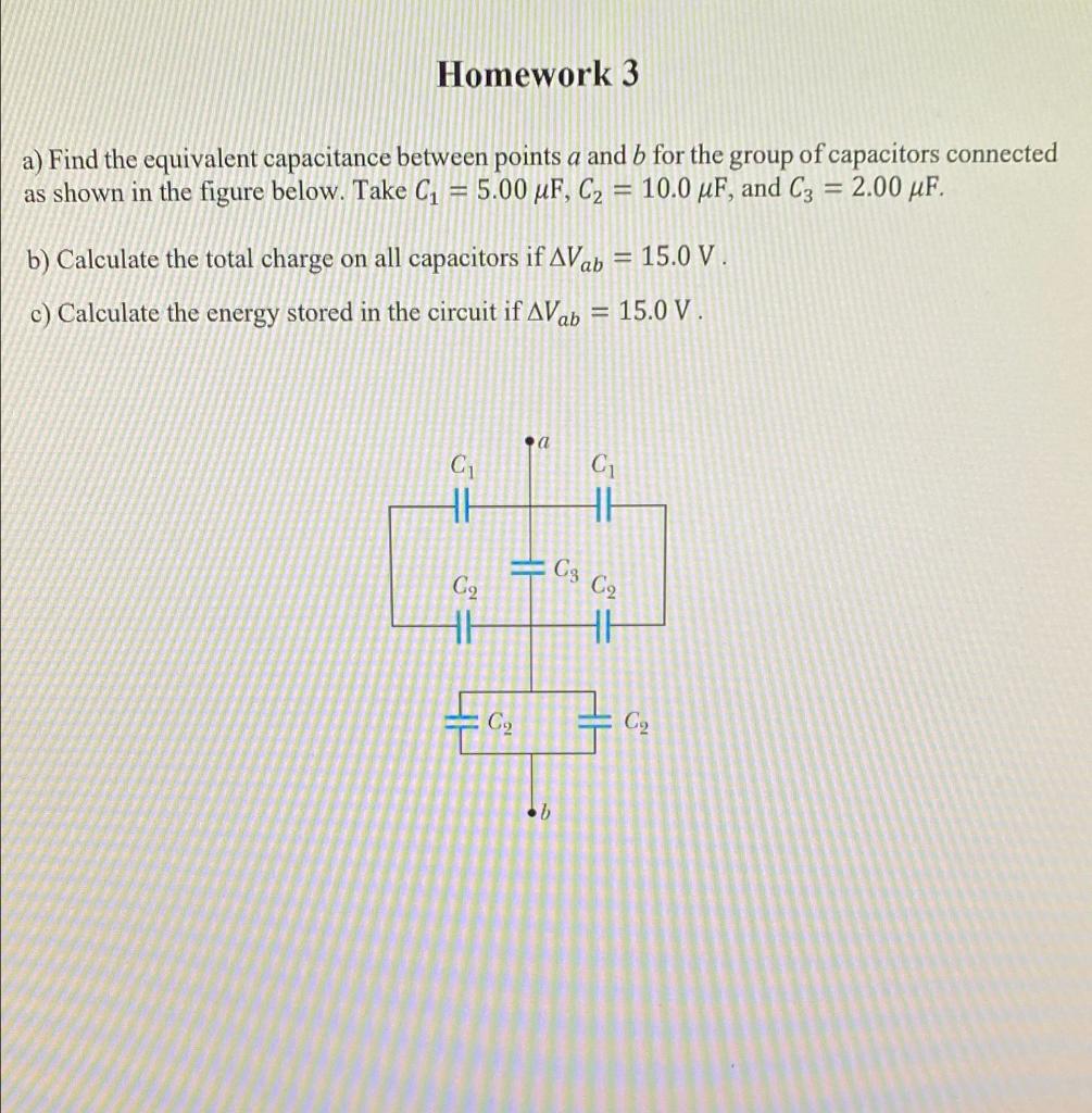 Solved Find the equivalent capacitance between points a and | Chegg.com