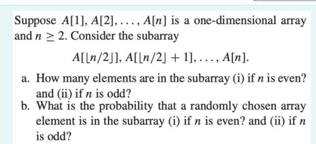 Solved Suppose A[1], A[2], ..., A[n] is a one-dimensional | Chegg.com