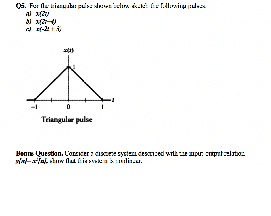 Solved Q5. For the triangular pulse shown below sketch the | Chegg.com