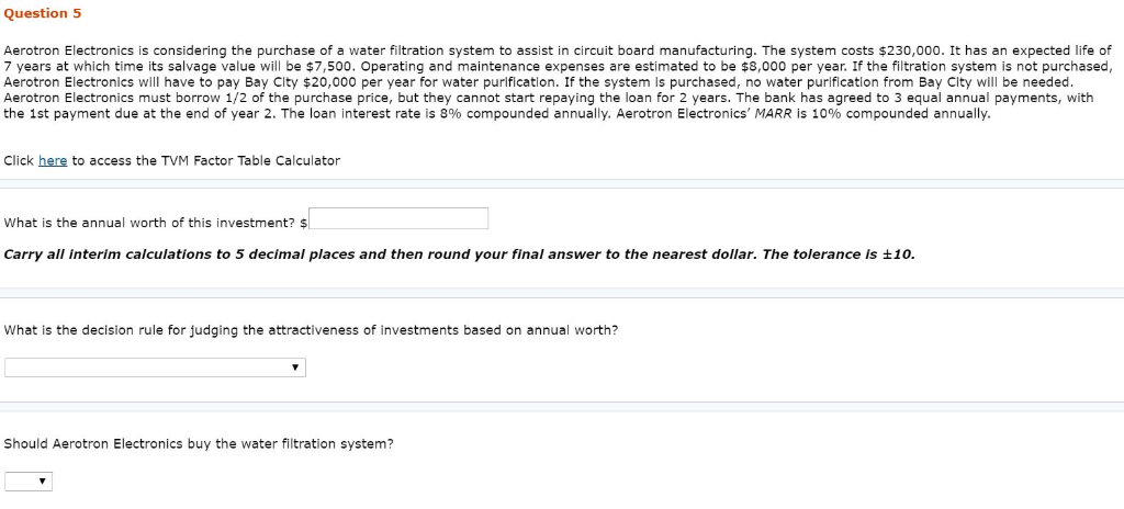 Solved Aerotron Electronics is considering the purchase of a | Chegg.com
