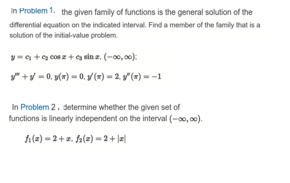Solved In Problem 1. the given family of functions is the | Chegg.com