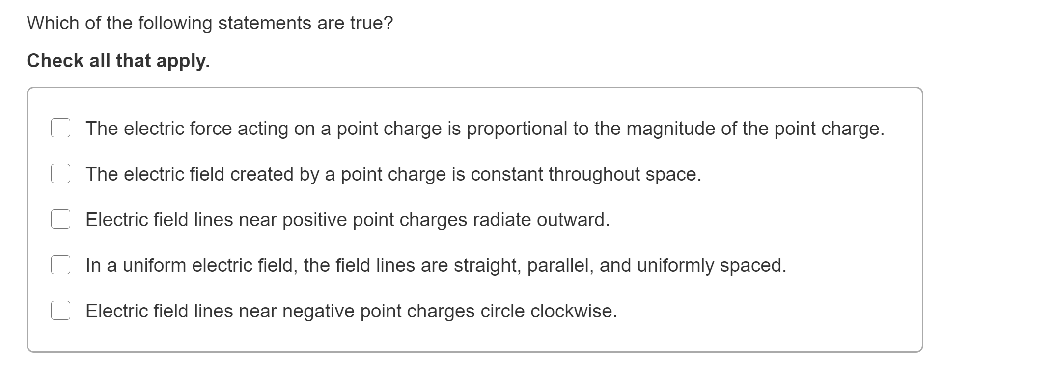 Solved Which of the following statements are true? Check all | Chegg.com