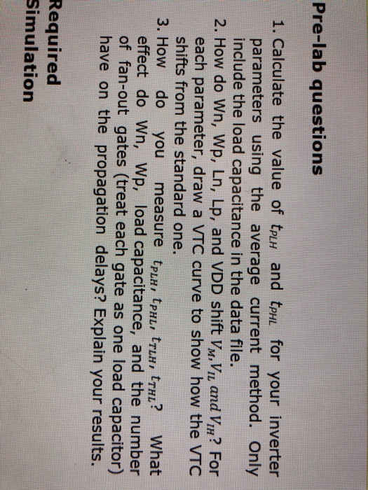Solved Pre-lab questions 1. Calculate the value of tpLH and | Chegg.com