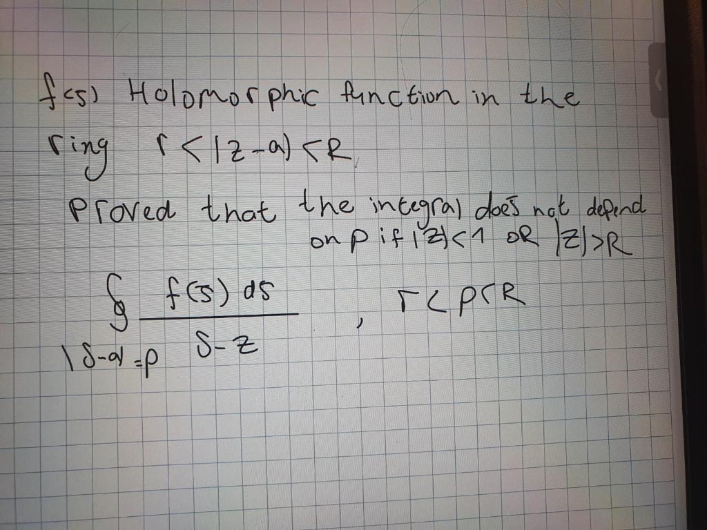 Solved fcs) Holomorphic function in the ring PR § f(s) as | Chegg.com