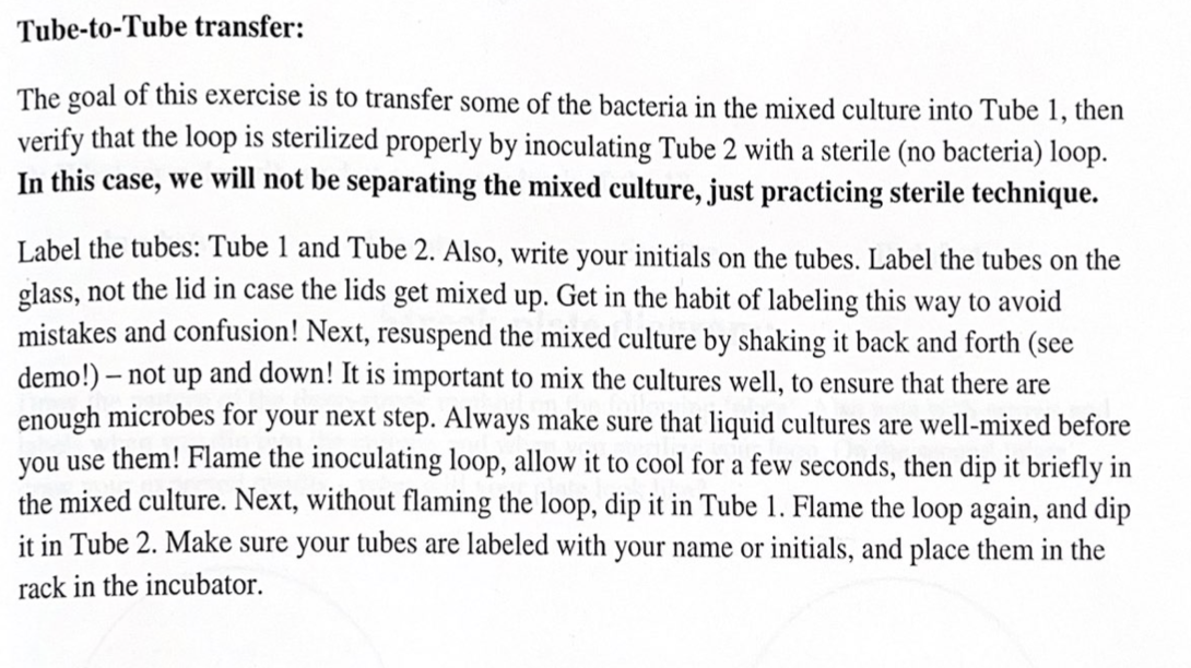 Tube-to-Tube transfer: The goal of this exercise is | Chegg.com