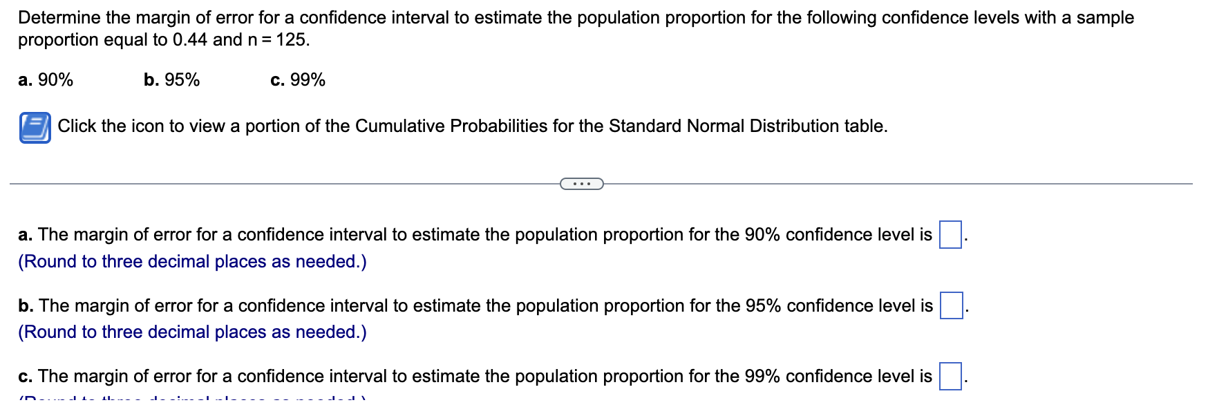 Solved Determine the margin of error for a confidence | Chegg.com