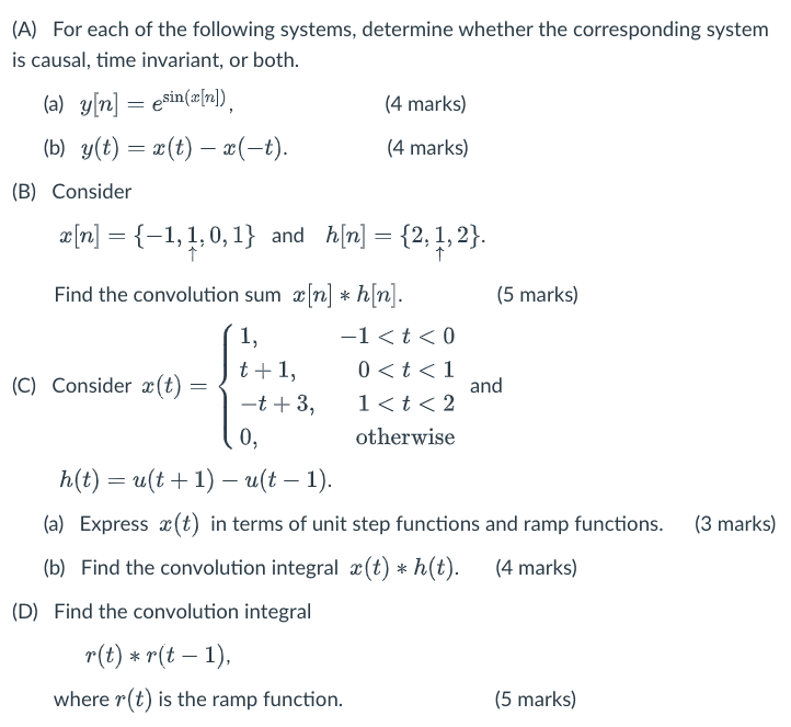 Solved (A) For each of the following systems, determine | Chegg.com