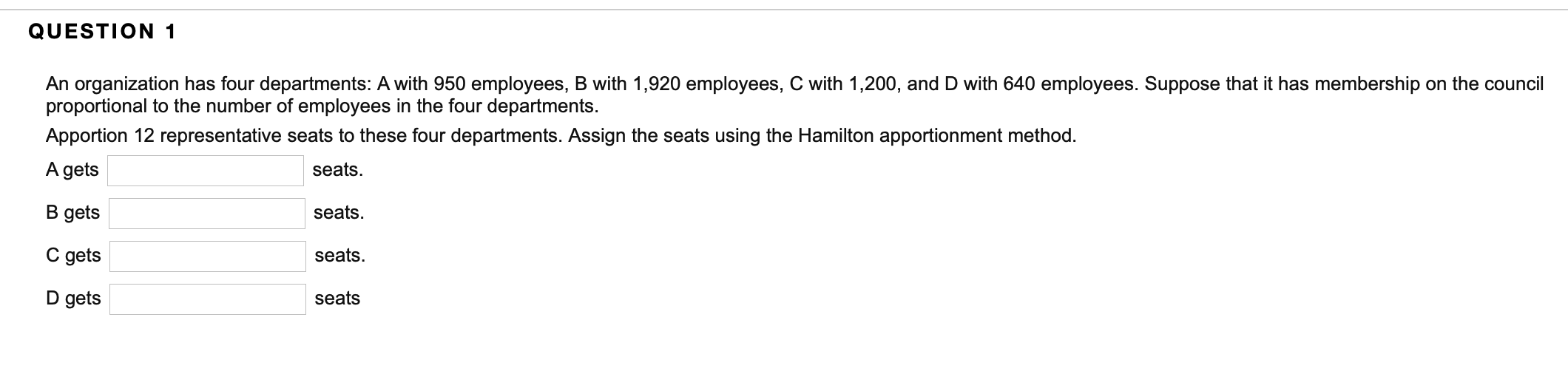 Solved Instructions HAMILTON APPORTIONMENT METHOD (APPLIED | Chegg.com