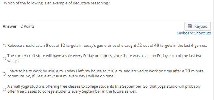 Solved Which of the following is an example of deductive | Chegg.com