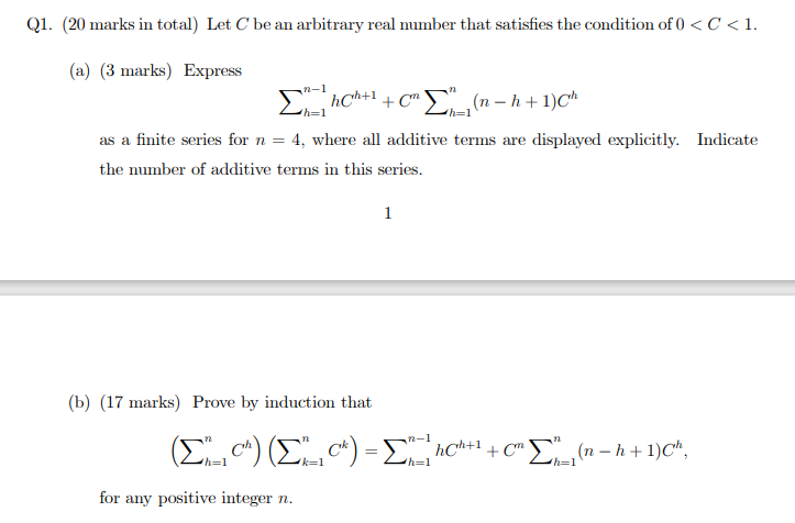 Solved 21. (20 marks in total) Let C be an arbitrary real | Chegg.com