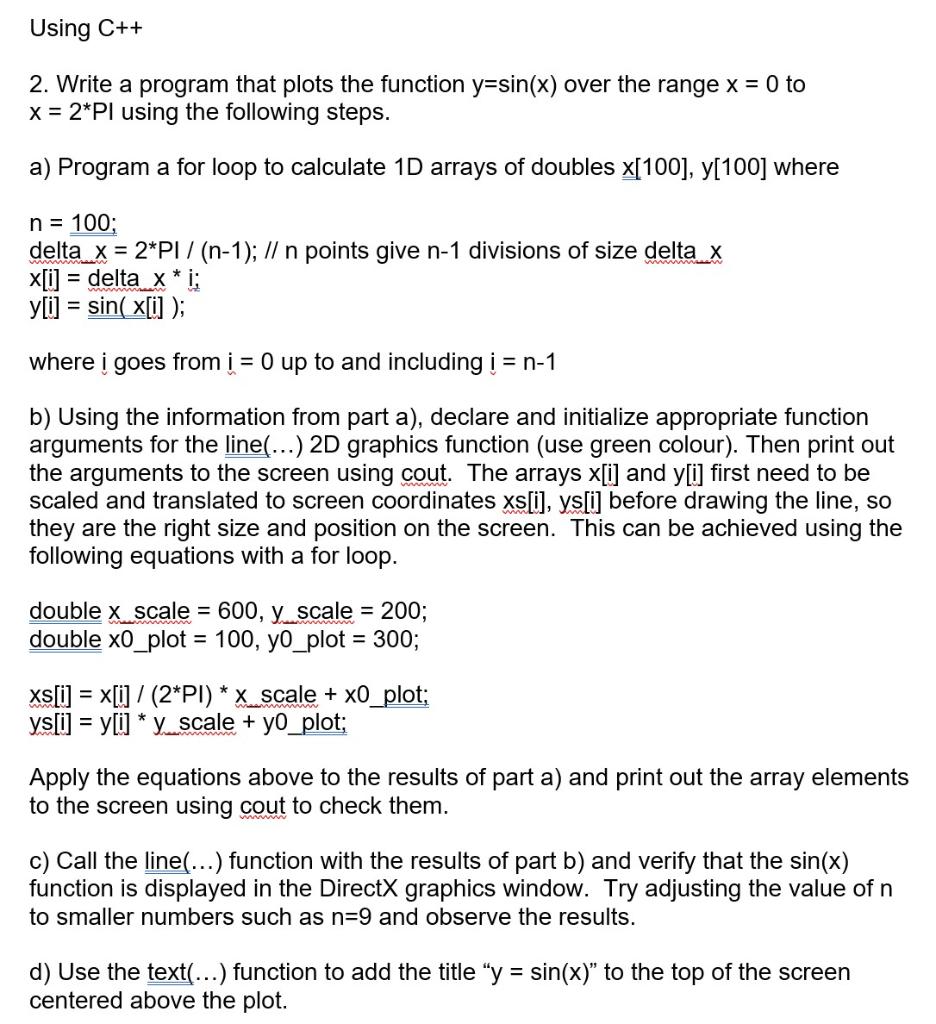 2 Write A Program That Plots The Function Y Sin X