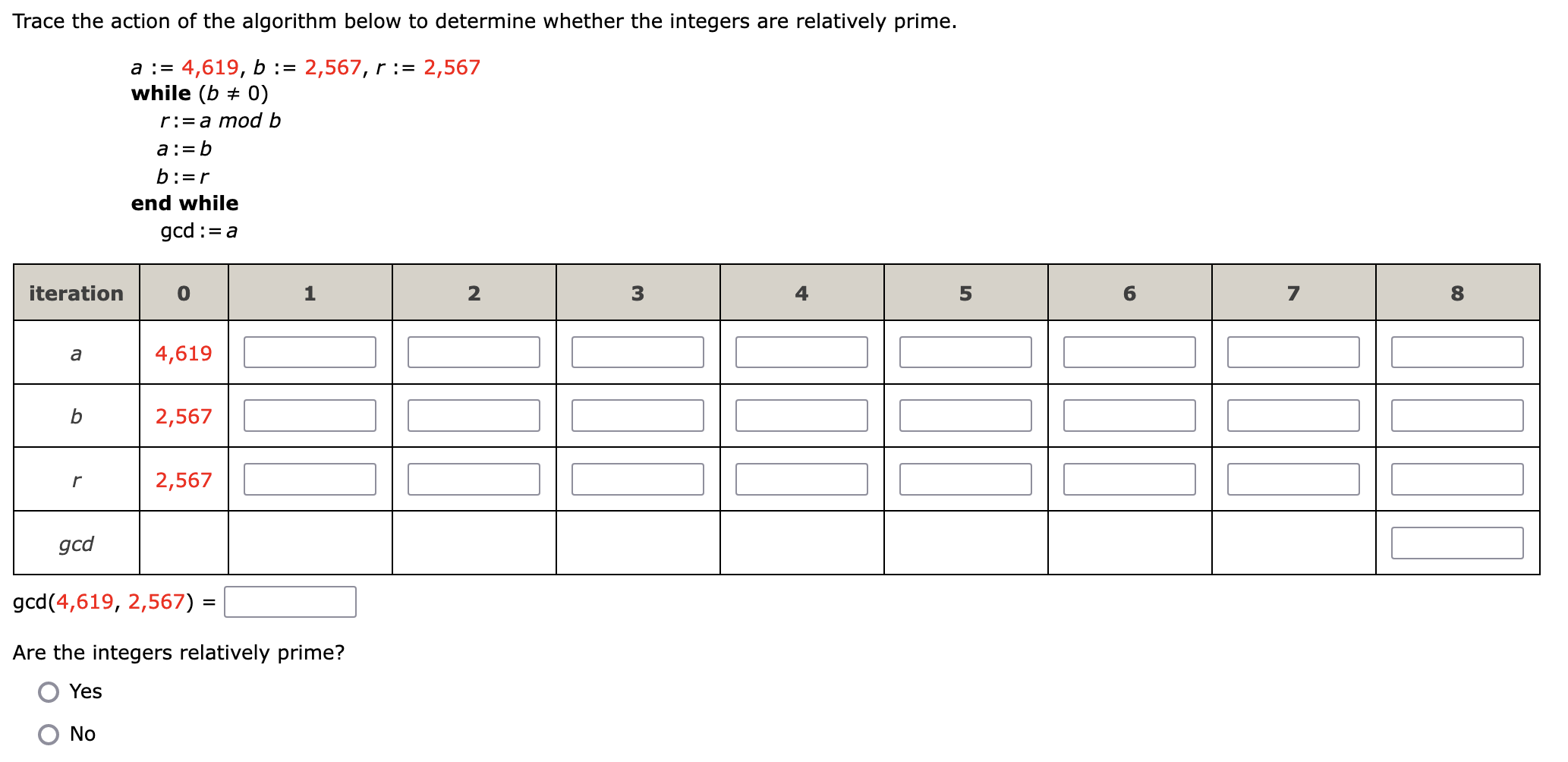 Solved Trace the action of the algorithm below to determine | Chegg.com