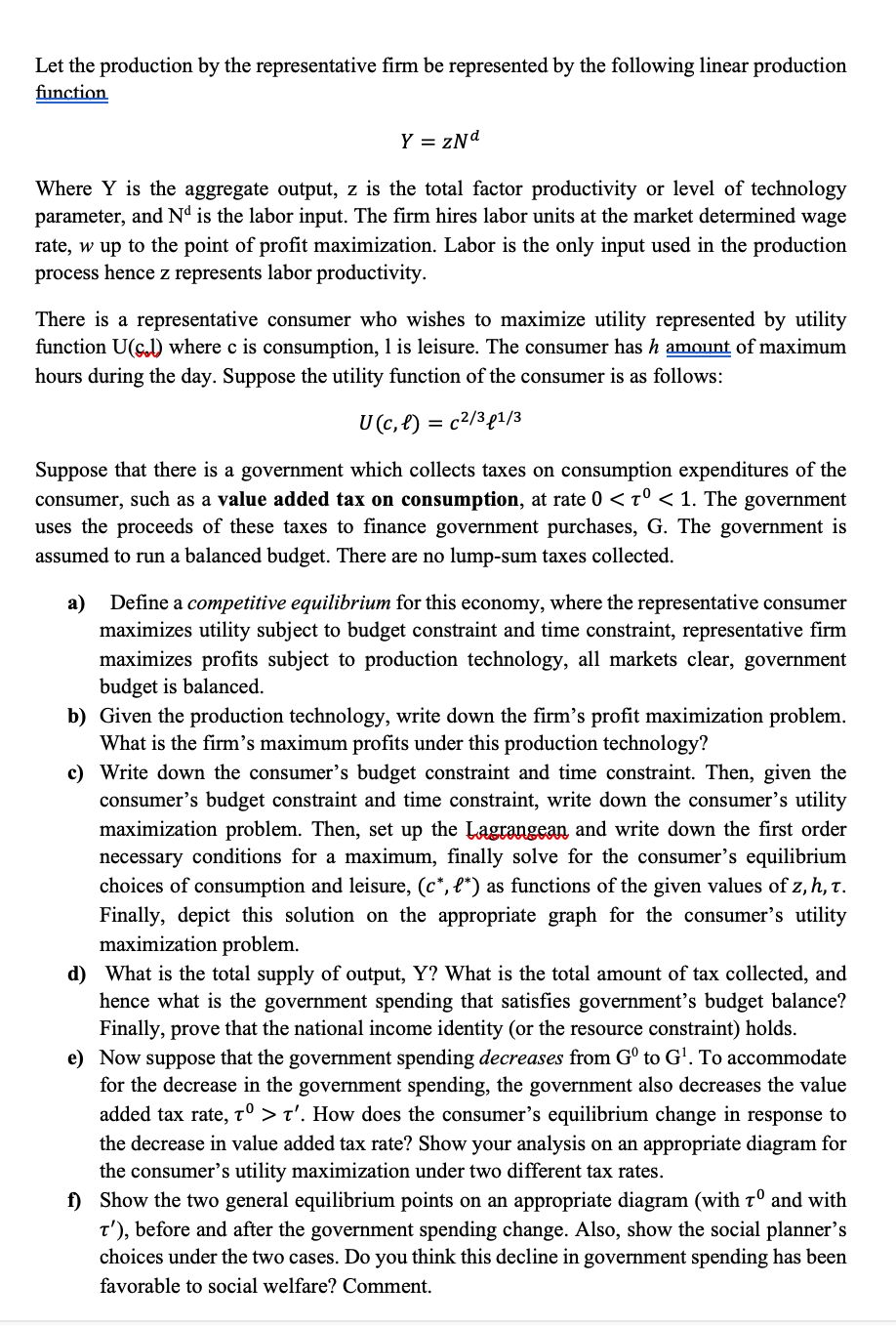 Solved Let the production by the representative firm be | Chegg.com