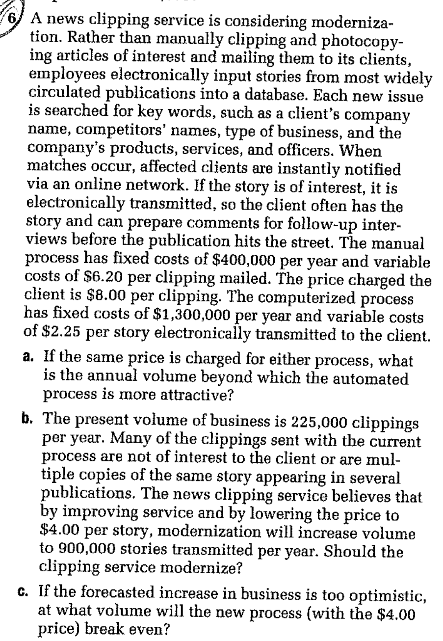 Solved A news clipping service is considering | Chegg.com