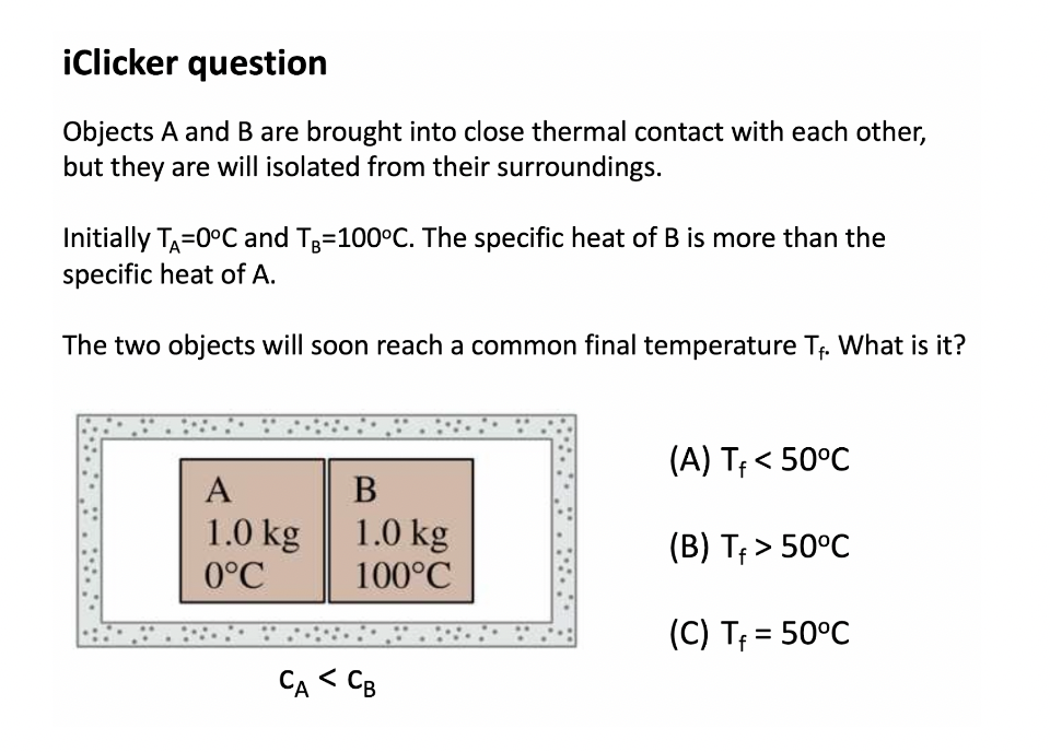 Solved iClicker questionObjects A and B are brought into | Chegg.com