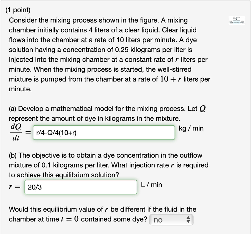 Solved (1 point) Consider the mixing process shown in the | Chegg.com