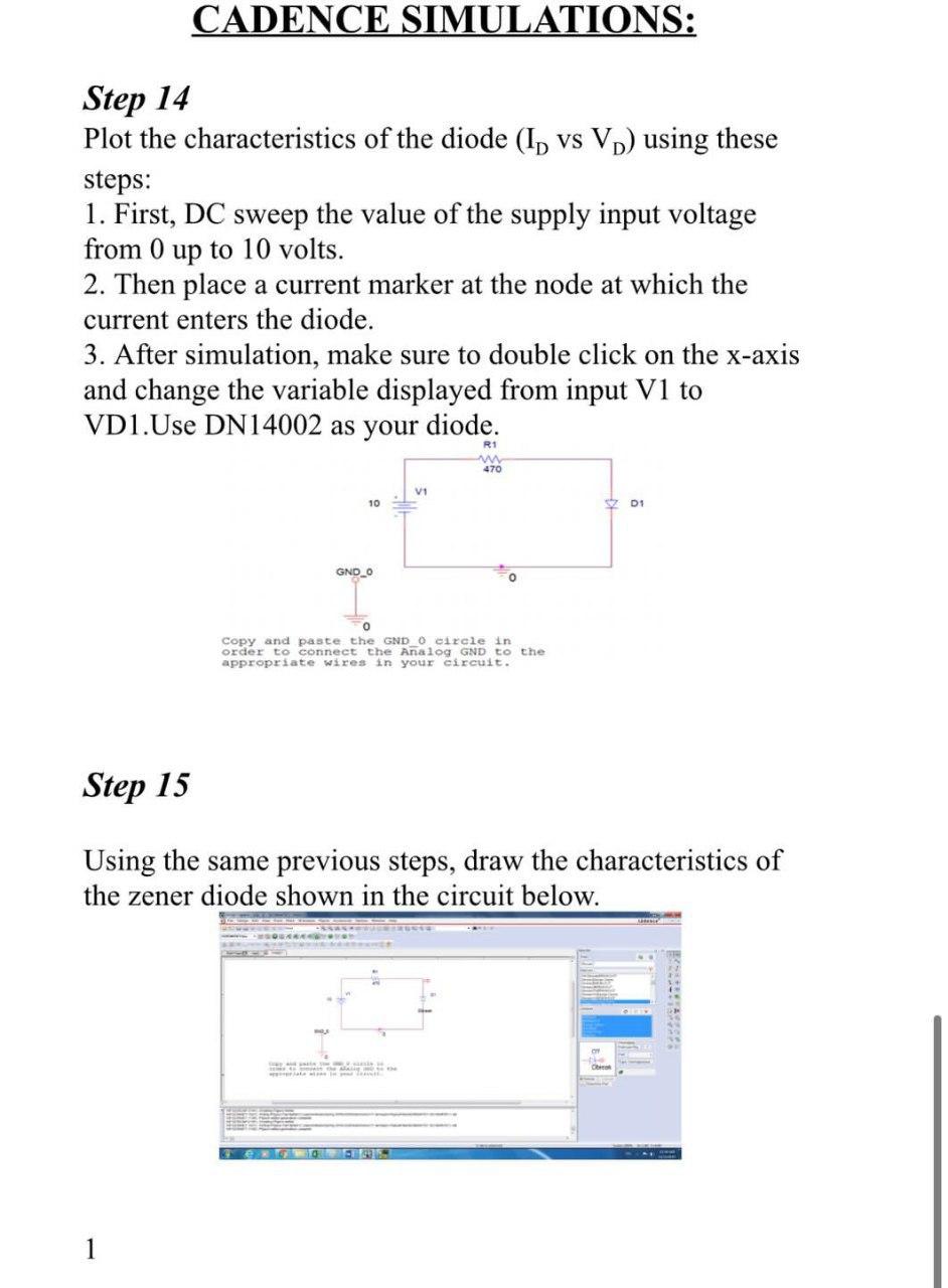 CADENCE SIMULATIONS: Step 14 Plot the characteristics | Chegg.com