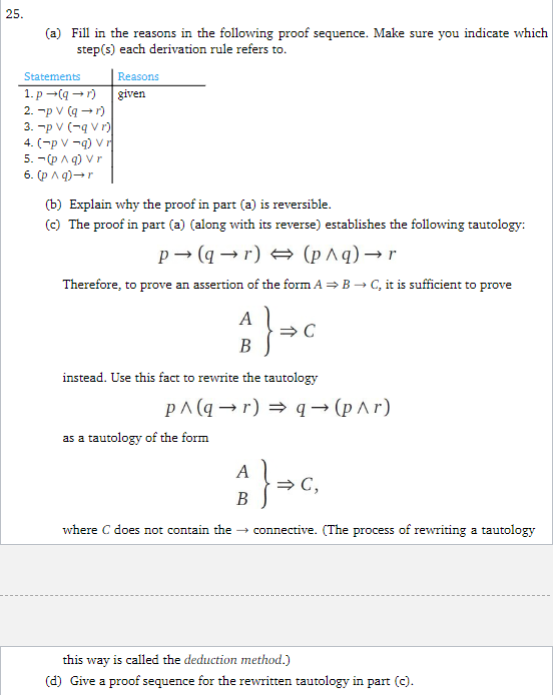 Solved (a) Fill in the reasons in the following proof | Chegg.com