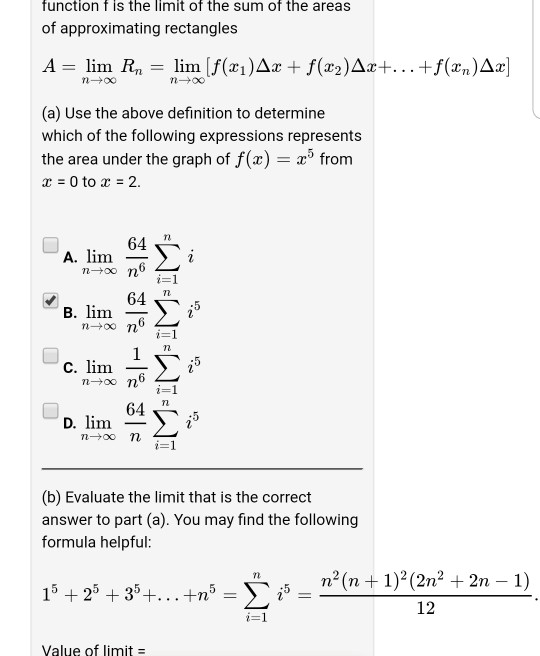Solved function is the limit of the sum of the areas of | Chegg.com