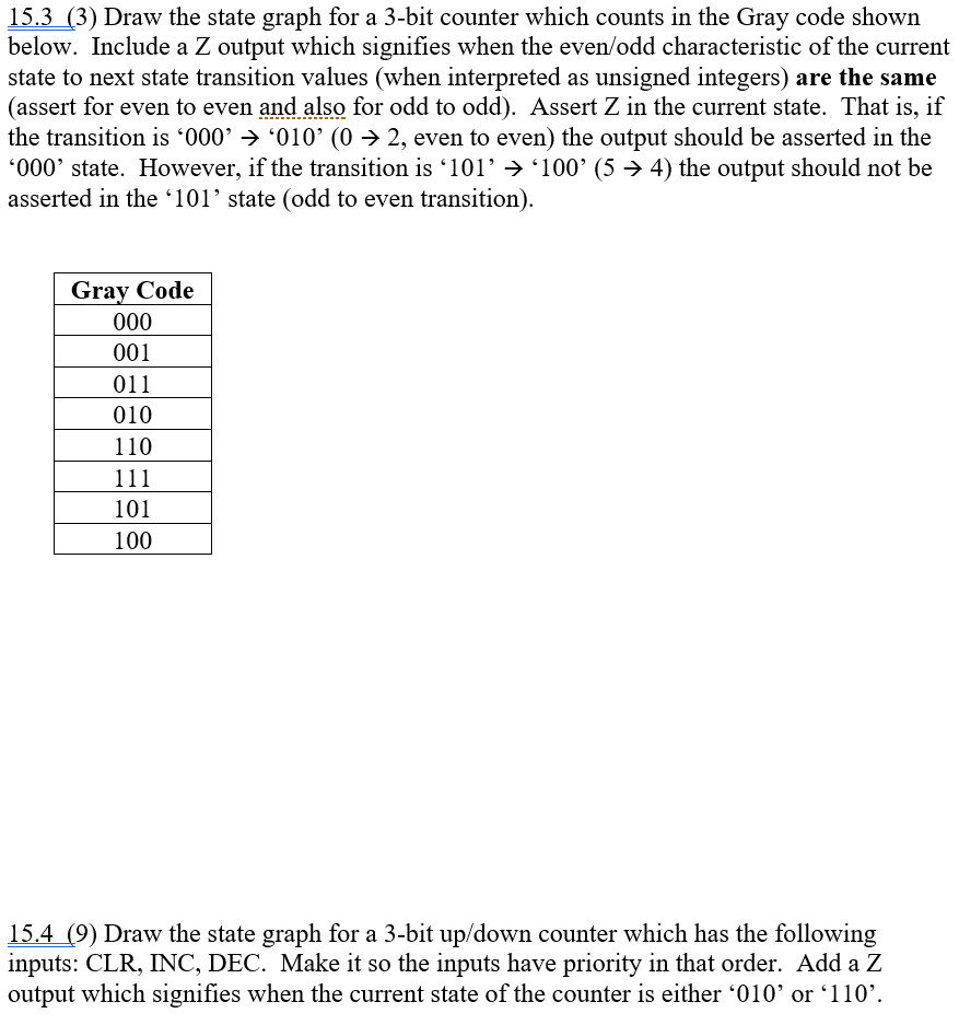 15.3 (3) Draw the state graph for a 3-bit counter | Chegg.com