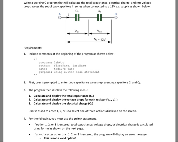 Solved Write a working C program that will calculate the | Chegg.com
