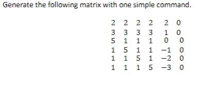 Solved Generate the following matrix with one simple | Chegg.com