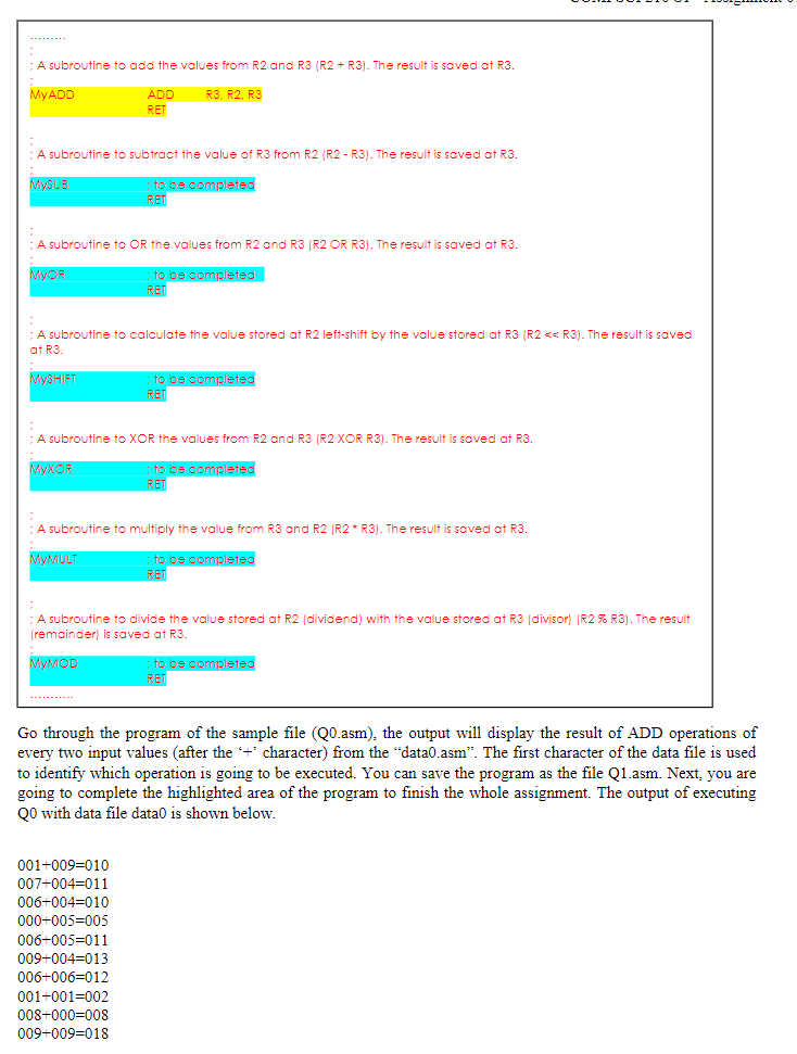 Solved : A subroutine to add the volues from R2 and | Chegg.com