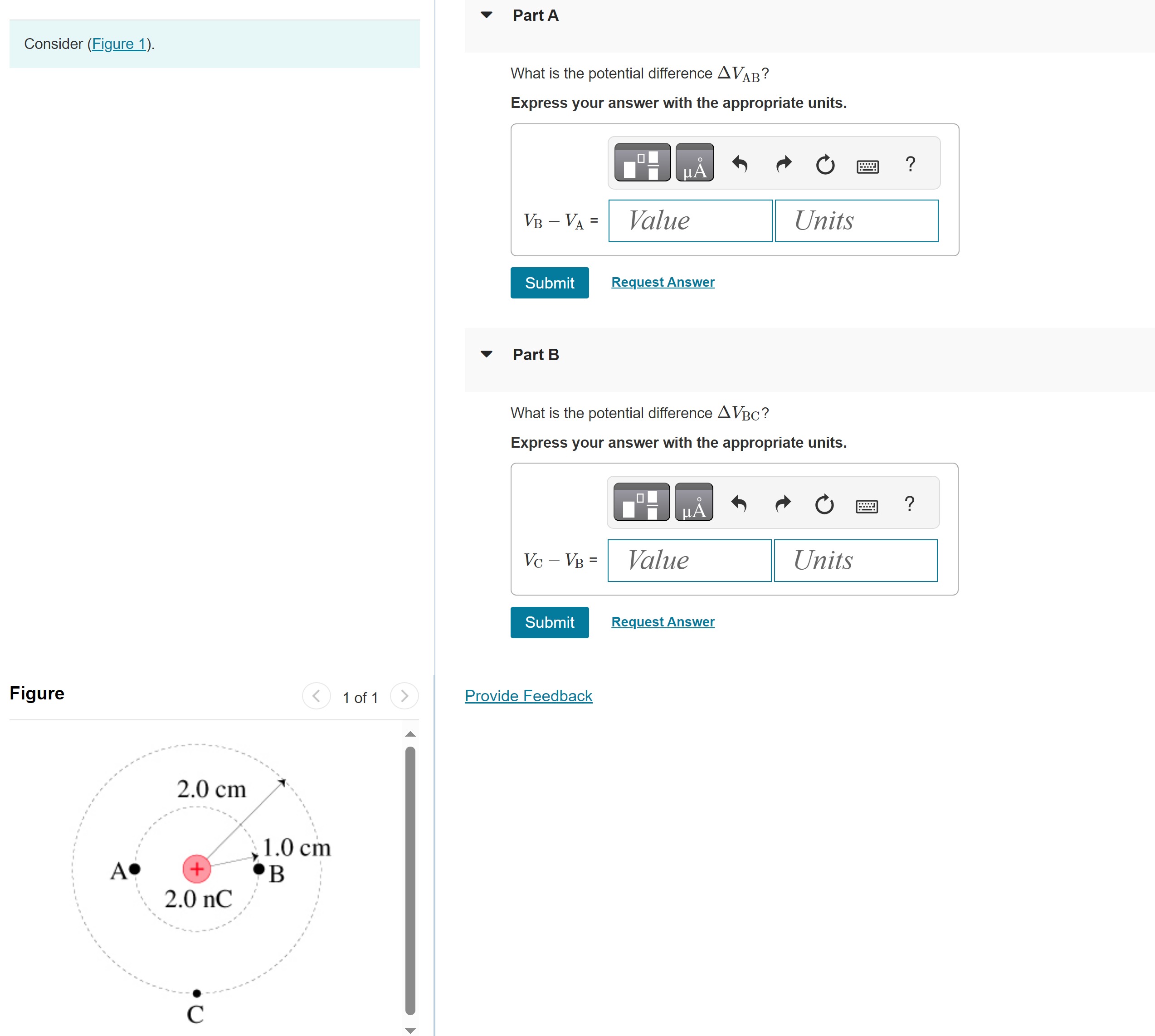Solved Part AConsider (Figure 1).What is the potential | Chegg.com