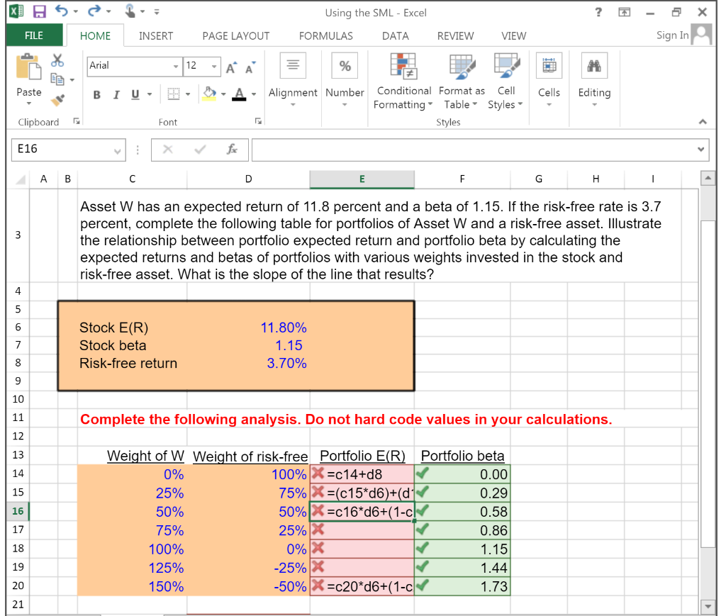 Solved XDA Using the SML - Excel ? х FILE HOME INSERT PAGE | Chegg.com