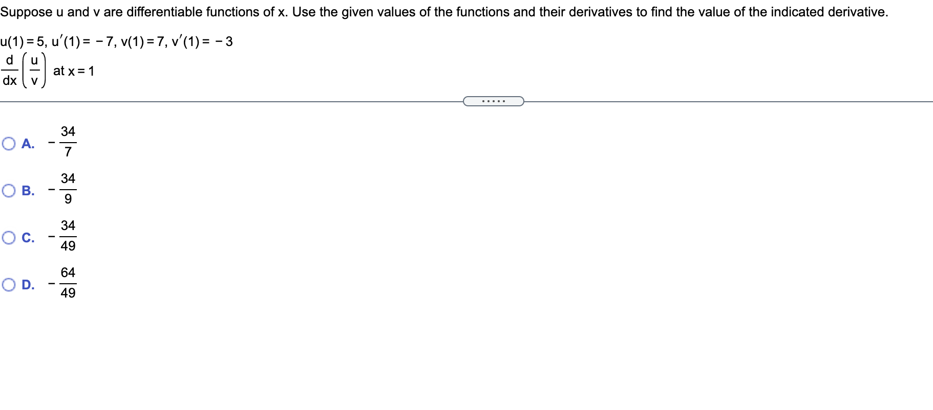 Solved Suppose u and v are differentiable functions of x. | Chegg.com