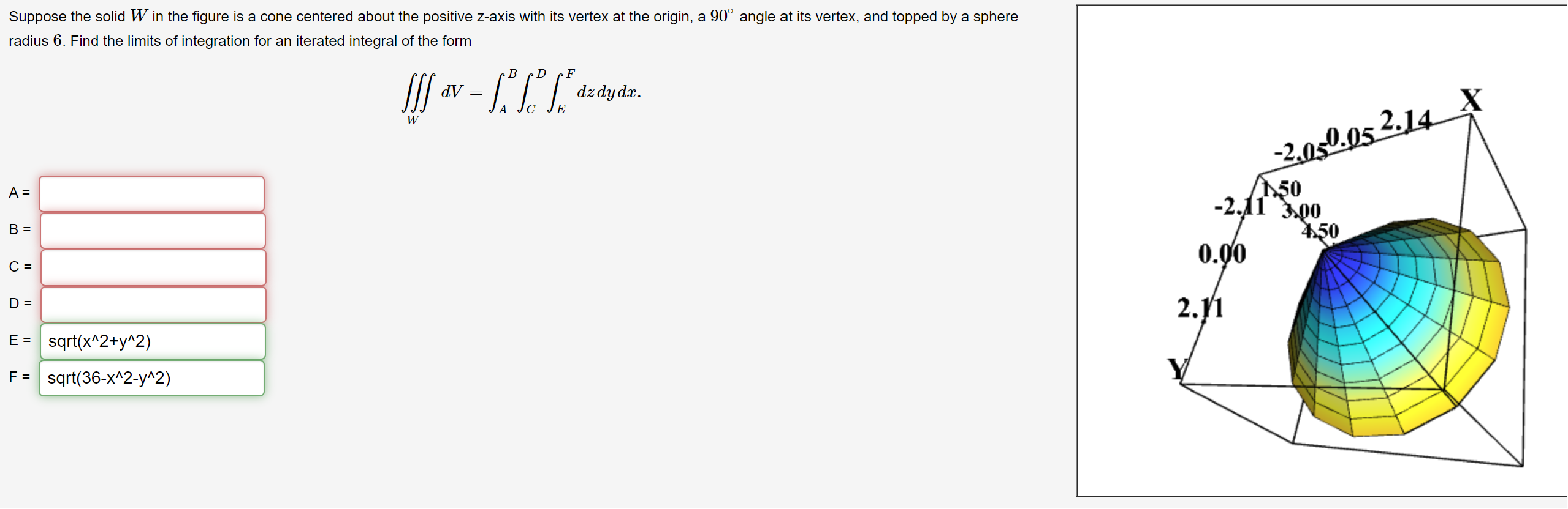 Solved Suppose the solid W in the figure is a cone centered | Chegg.com