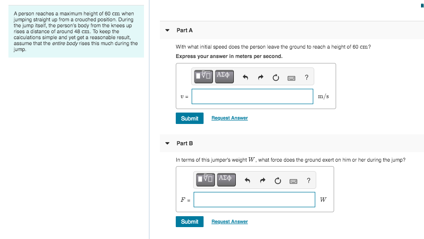 Solved A person reaches a maximum height of 60 cm when | Chegg.com