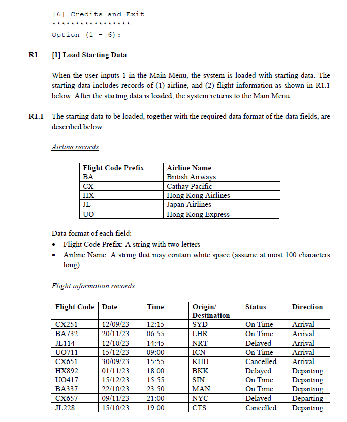 Solved Program Requirements R0 When the program starts, the | Chegg.com